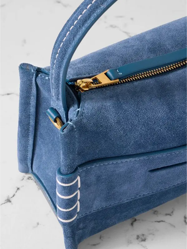 JW Anderson Loafer Small Suede Shoulder Bag - Blue