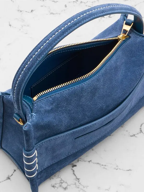 JW Anderson Loafer Small Suede Shoulder Bag - Blue
