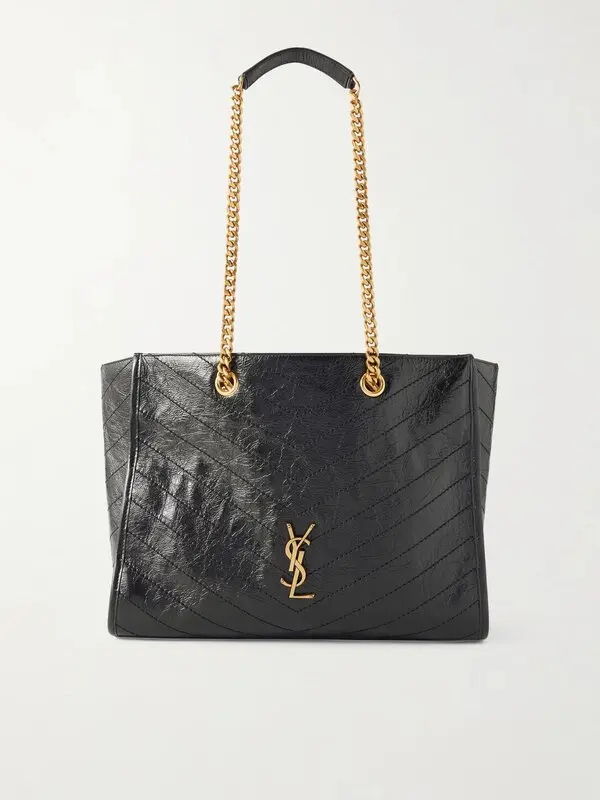 Saint Laurent Niki Small Crinkled-leather Tote - Black