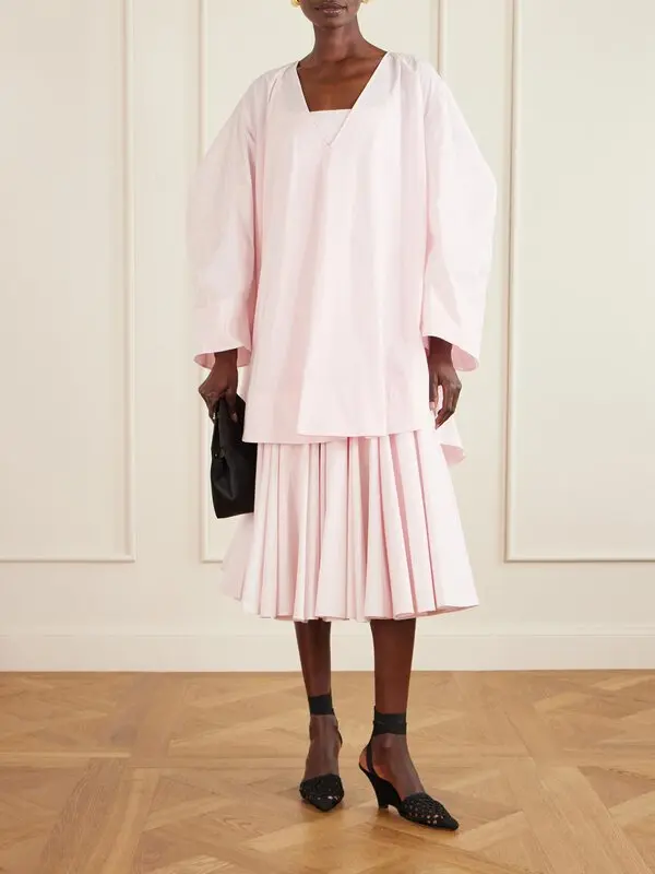 jacquemus cotton dress Triana paneled pleated cotton-poplin midi dress - white