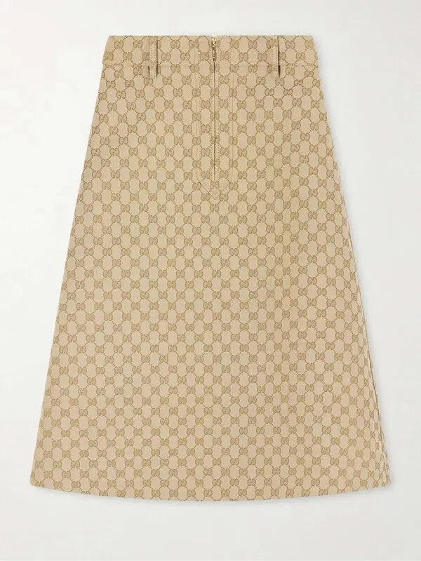 Gucci Canvas-jacquard Skirt - Beige