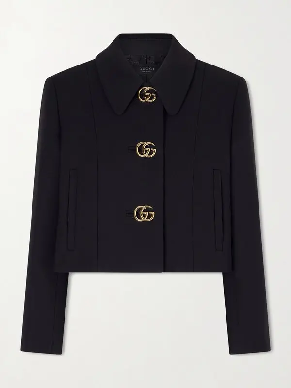 Gucci Cropped Wool-crepe Jacket - Black
