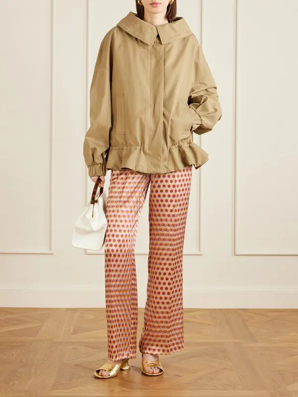 Dries Van Noten Gathered Cotton-twill Hooded Jacket - Neutrals