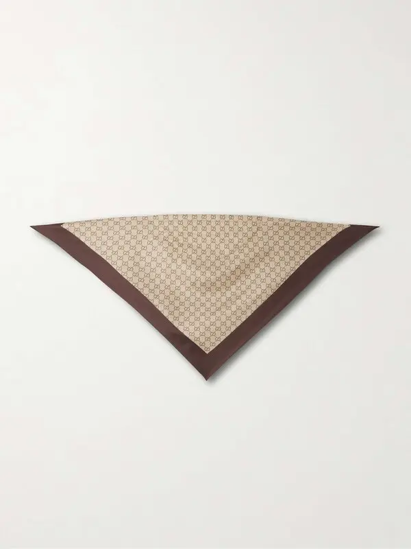 Gucci Printed Silk-twill Scarf - Beige