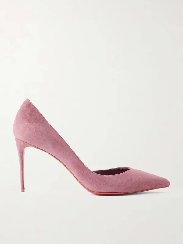 CHRISTIAN LOUBOUTIN Iriza 85 Suede Pumps - Antique Rose