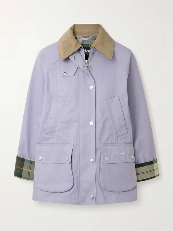 Barbour Beadnell Convertible Corduroy-trimmed Cotton-twill Jacket - Lilac