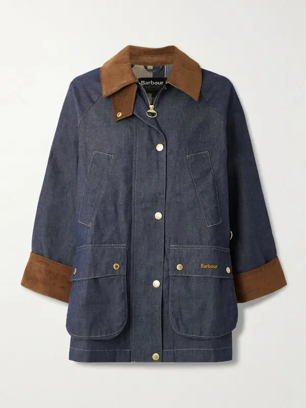 Barbour Asker Cotton Corduroy-trimmed Denim Jacket - Blue