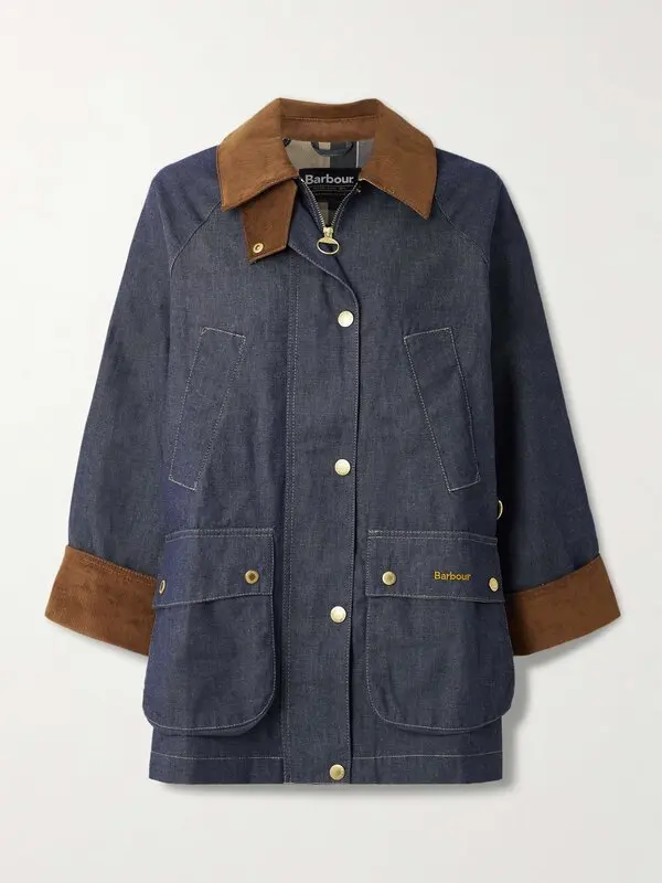 Barbour Asker Cotton Corduroy-trimmed Denim Jacket - Indigo