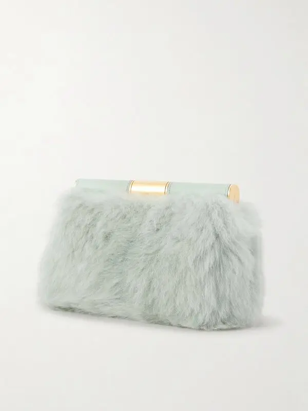 Dolce & Gabbana Leather-trimmed Shearling Shoulder Bag - Green