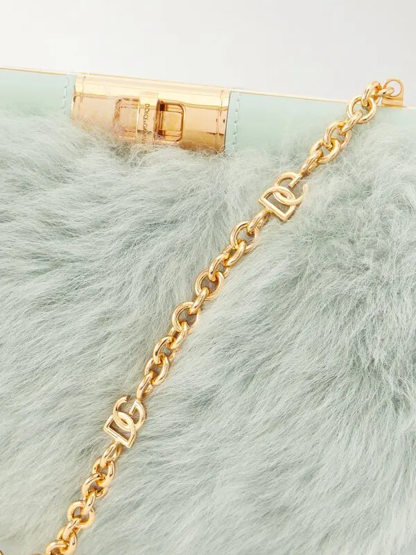Dolce & Gabbana Leather-trimmed Shearling Shoulder Bag - Green