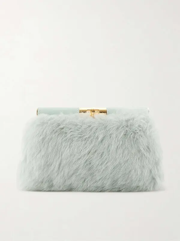 Dolce & Gabbana Marlene Leather-trimmed Shearling Shoulder Bag - Mint