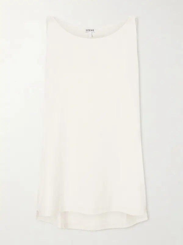 Loewe Anagram Embroidered Ribbed-knit Tank Top - Neutrals