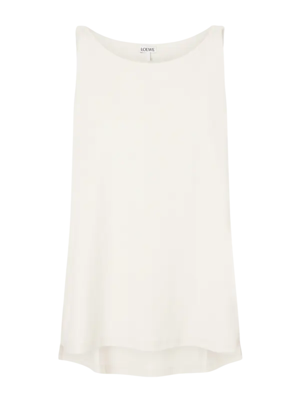 Loewe Anagram Embroidered Ribbed-knit Tank Top - Neutrals