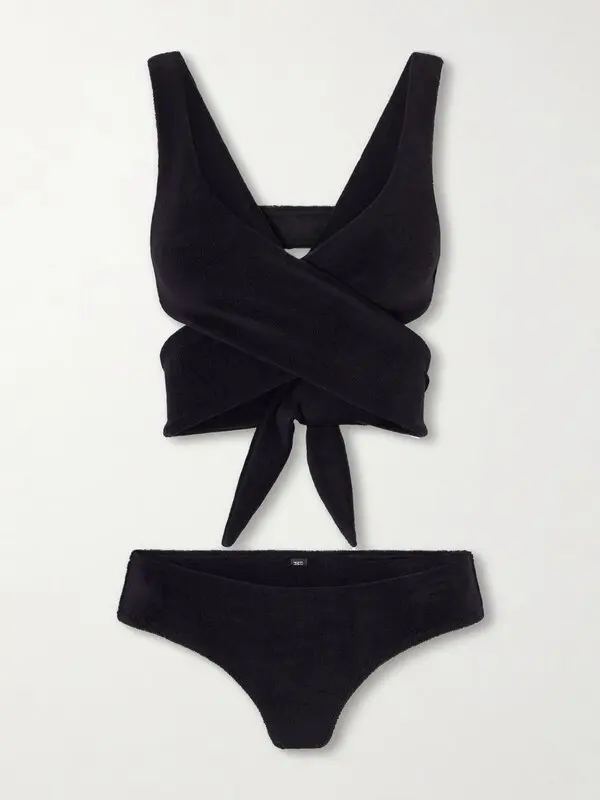Lisa Marie Fernandez Marie-louise Cotton-blend Terry Bikini - Black