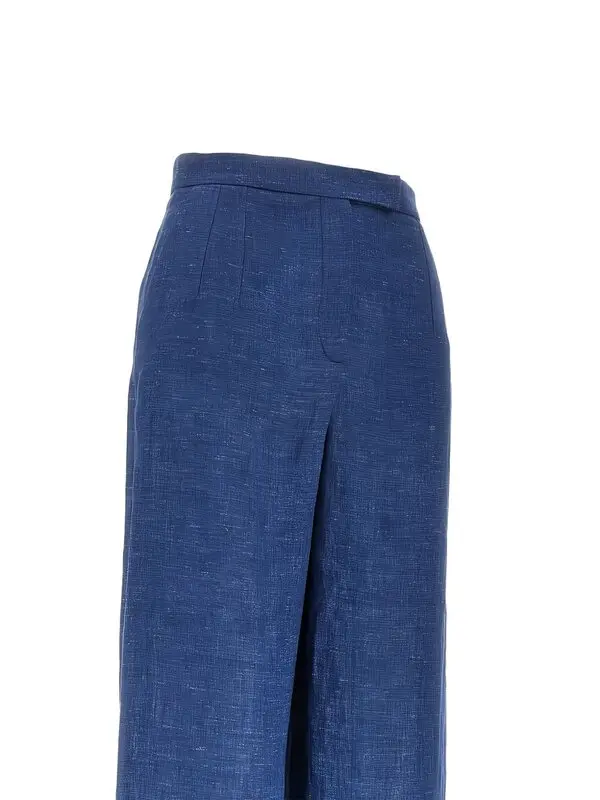 Emporio Armani Linen Wide-leg Trousers - Blue