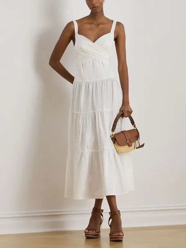 Ralph Lauren Cotton Flounced Dress - White