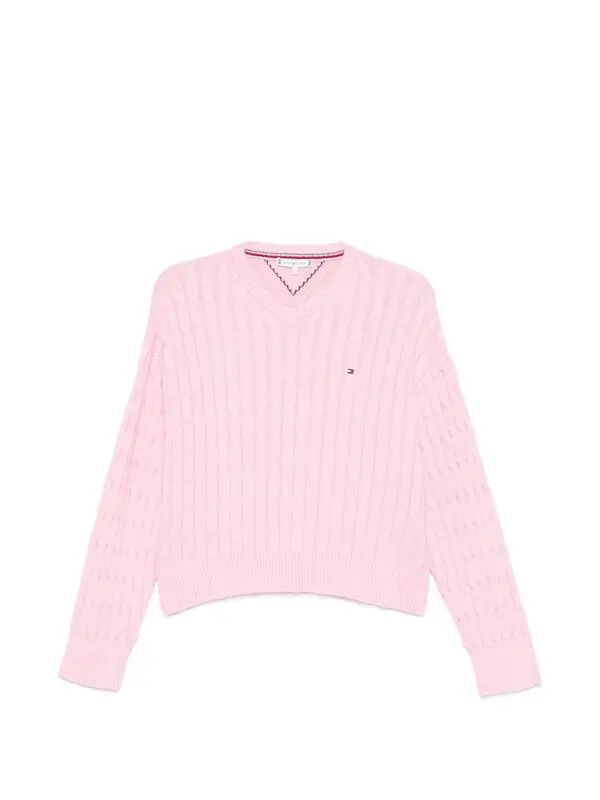 Tommy Hilfiger Cable Knit Sweater With Logo - Pink