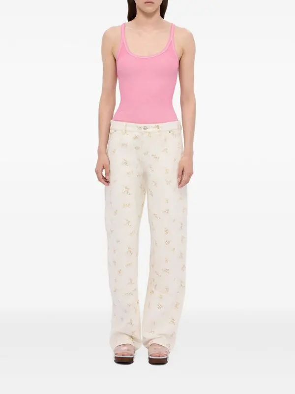 MSGM Floral Print Cotton Trousers - White