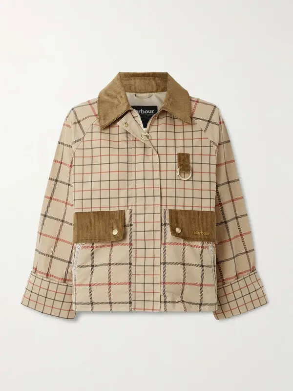 Barbour Mackworth Corduroy-trimmed Checked Cotton Jacket - Beige