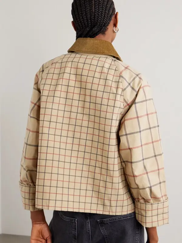 Barbour Mackworth Corduroy-trimmed Checked Cotton Jacket - Neutrals