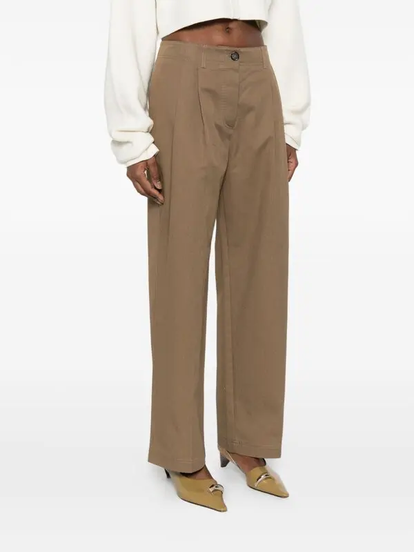 TOTEME Organic Cotton Wide Leg Trousers - Brown