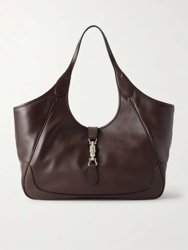 Gucci Mercato Textured-leather Shoulder Bag - Dark Brown