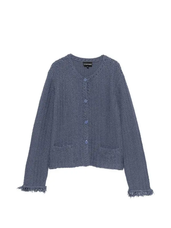Emporio Armani Cotton Blend Blazer Jacket - Blue