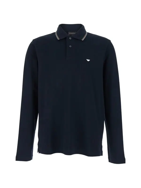 Emporio Armani Logo Cotton Polo Shirt - Blue