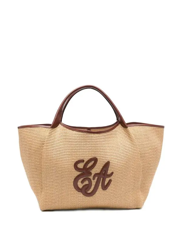Emporio Armani Large Straw Tote Bag - Brown