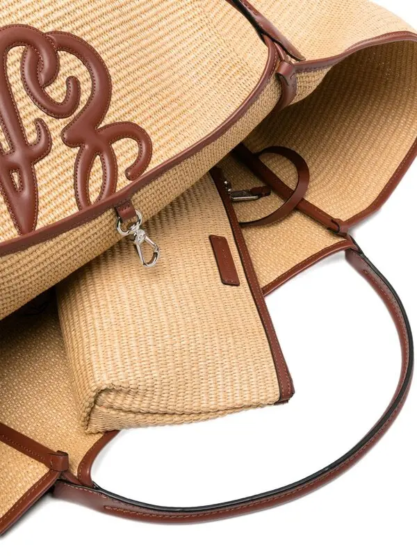 Emporio Armani Large Straw Tote Bag - Brown