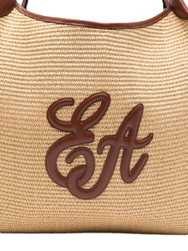 Emporio Armani Large Straw Tote Bag - Brown