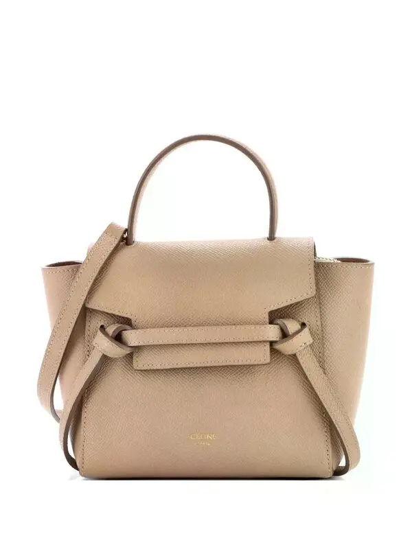 Celine Belt Bag Textured Leather Pico Shoulder Bag - Neutrals
