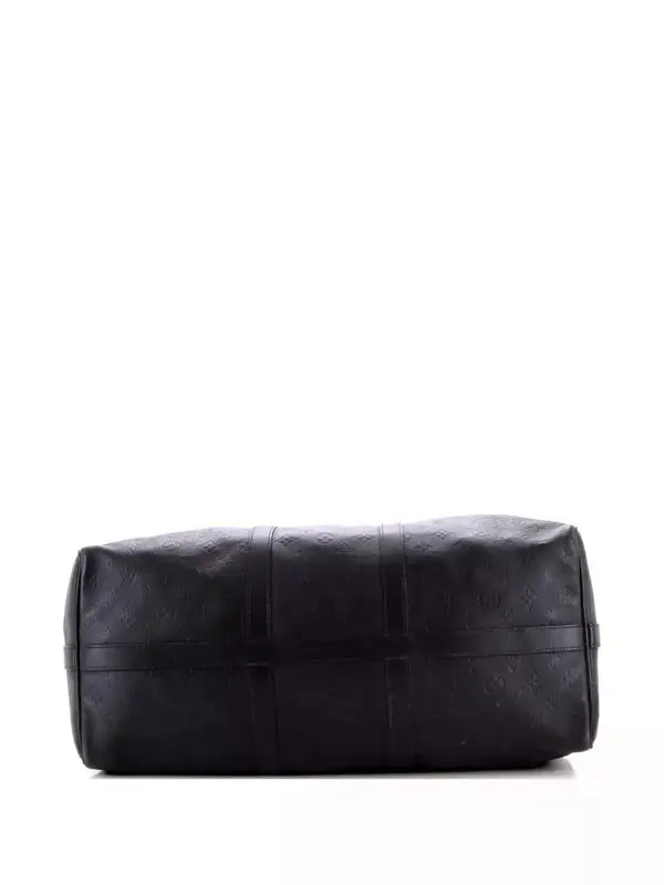 LOUIS VUITTON Keepall Bandouliere 50 Travel Bag Monogram Shadow Leather - Black
