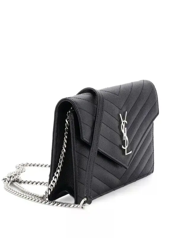 Saint Laurent Monogram Wallet On Chain - Black
