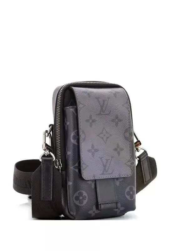 LOUIS VUITTON Double Phone Pouch Nm Reverse Monogram Eclipse Canvas Crossbody Bag - Black