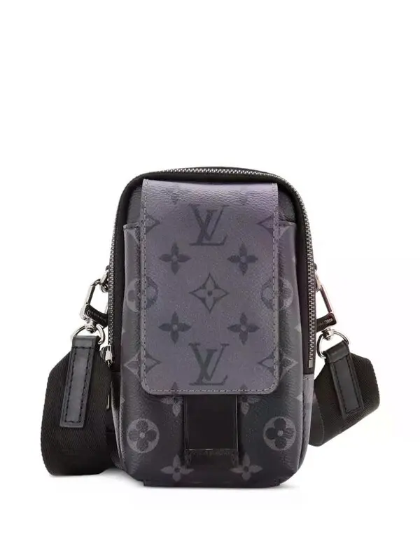 LOUIS VUITTON Double Phone Pouch Nm Reverse Monogram Eclipse Canvas Crossbody Bag - Black