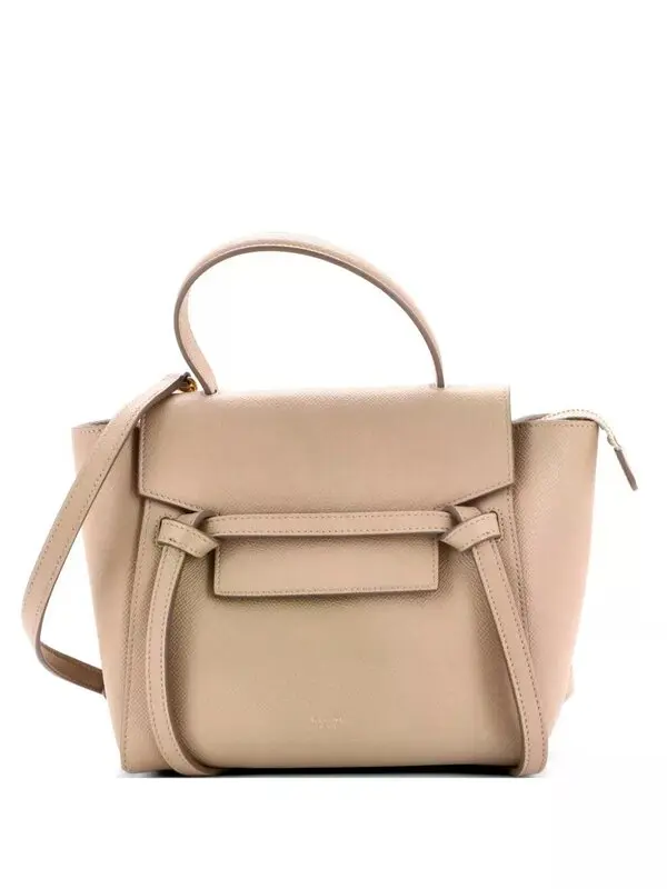 Celine Belt Bag Textured Leather Nano Shoulder Bag - Neutrals