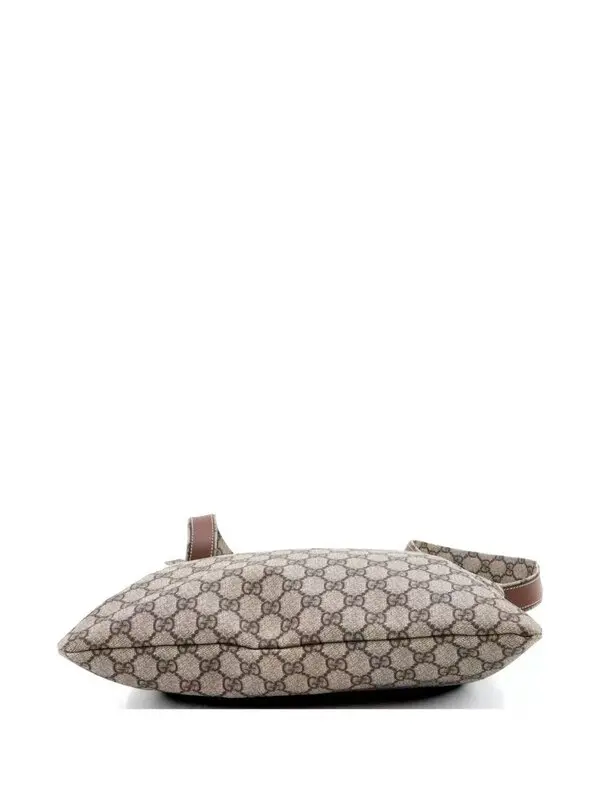Gucci Web Loop Flat Messenger Gg Coated Canvas Large Crossbody Bag - Brown