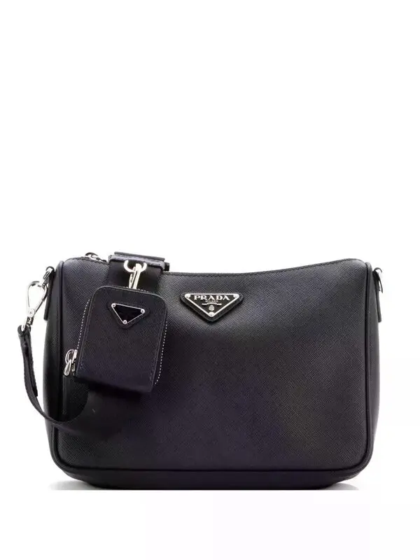 Prada Re-edition Zip Messenger Bag Saffiano Leather Small Crossbody Bag - Black