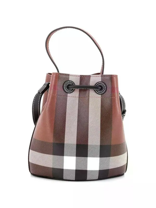 Burberry Tb Drawstring Check E-canvas Mini Bucket Bag