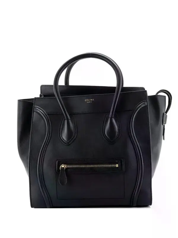 Celine Luggage Smooth Leather Mini Tote Bag - Black
