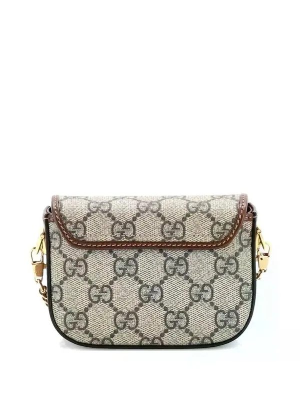 Gucci Horsebit 1955 Flap Wallet With Strap Gg Coated Canvas Crossbody Bag - Brown