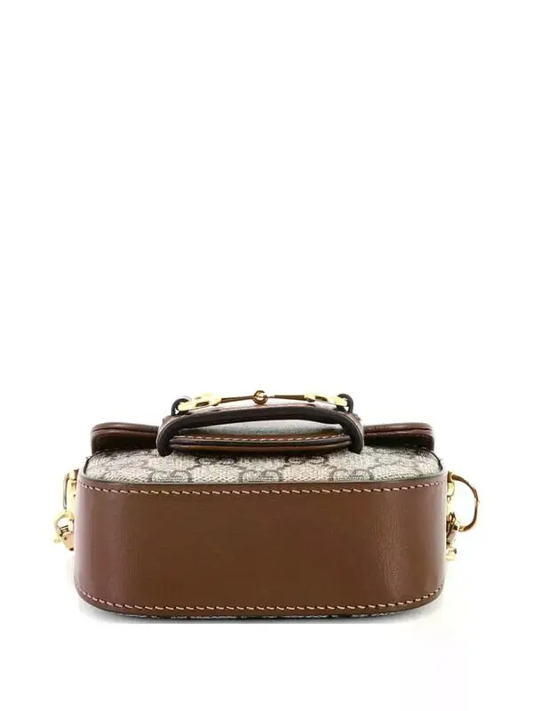 Gucci Horsebit 1955 Flap Wallet With Strap Gg Coated Canvas Crossbody Bag - Brown