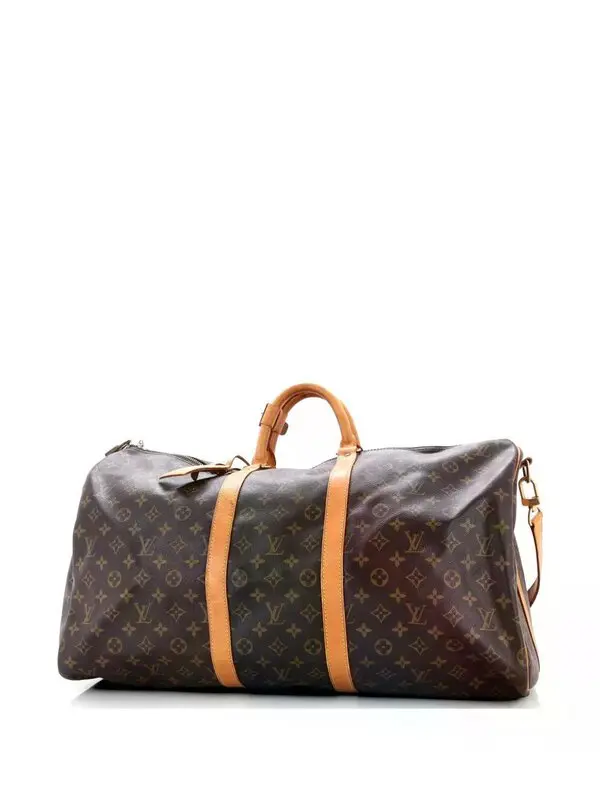LOUIS VUITTON Keepall Bandouliere 55 Monogram Canvas Travel Bag - Brown