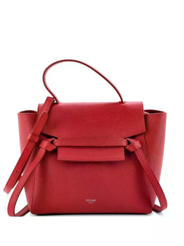 Celine Belt Bag Textured Leather Nano Shoulder Bag - Red