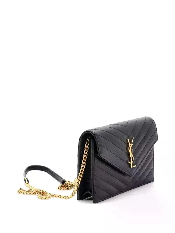 Saint Laurent Classic Monogram Wallet On Chain - Black