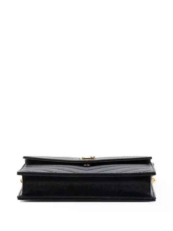 Saint Laurent Classic Monogram Wallet On Chain - Black