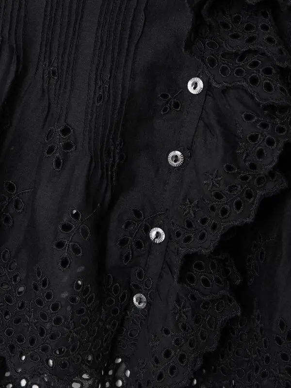 DÔEN Henri Cropped Broderie Anglaise Top - Black