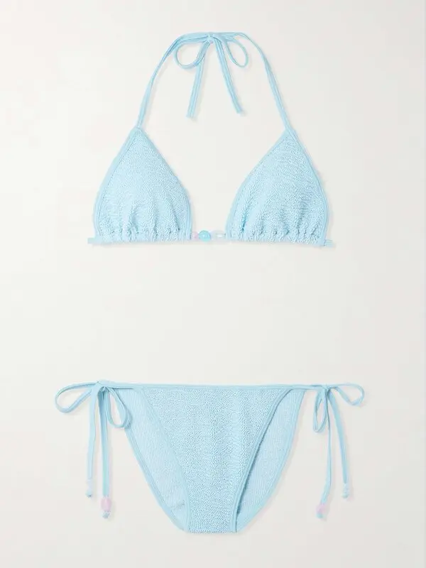 Hunza G Gina Bead-embellished Bikini - Light Blue