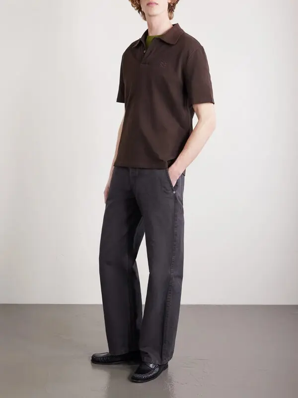 Loewe Slim-fit Logo-embroidered Cotton-piqué Polo Shirt